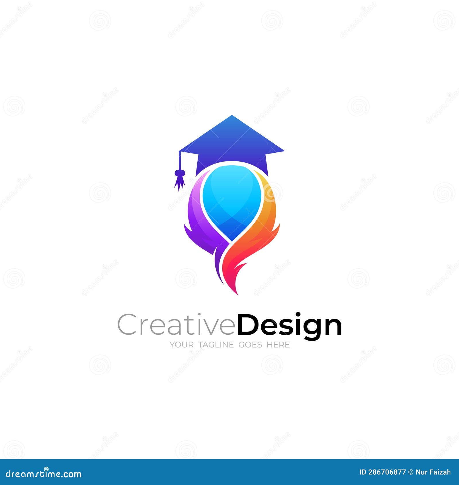 Abstract Student Logo with Colorful Design, 3d Style Stock Vector ...