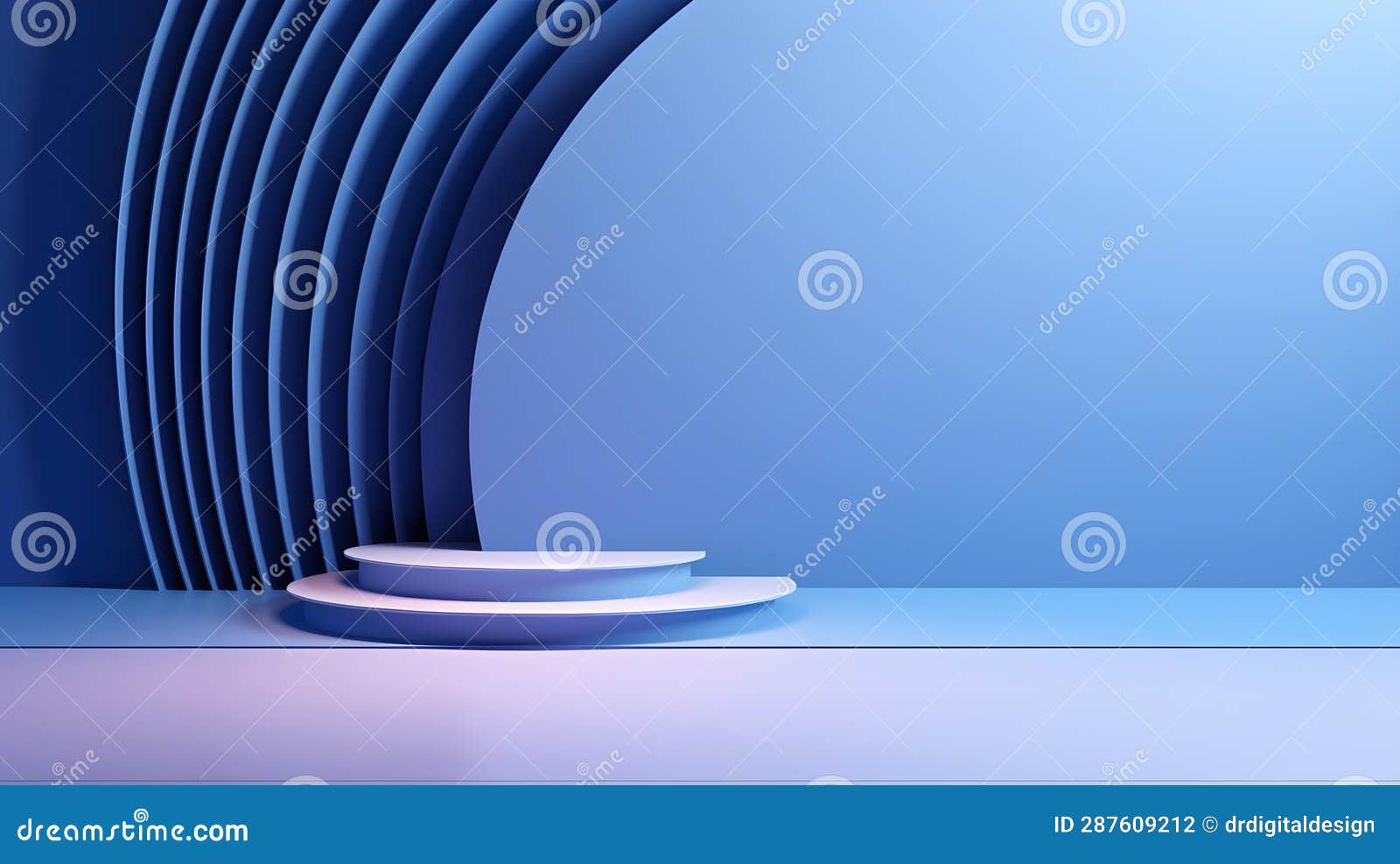 Abstract Studio Background in Blue Colors. Minimal Showroom for Product ...