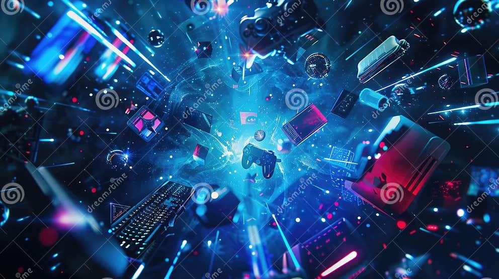 The Abstract Style of Digital Technology Device in Cyberpunk Scenery ...