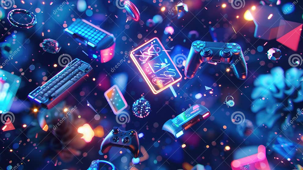 The Abstract Style of Digital Technology Device in Cyberpunk Scenery ...