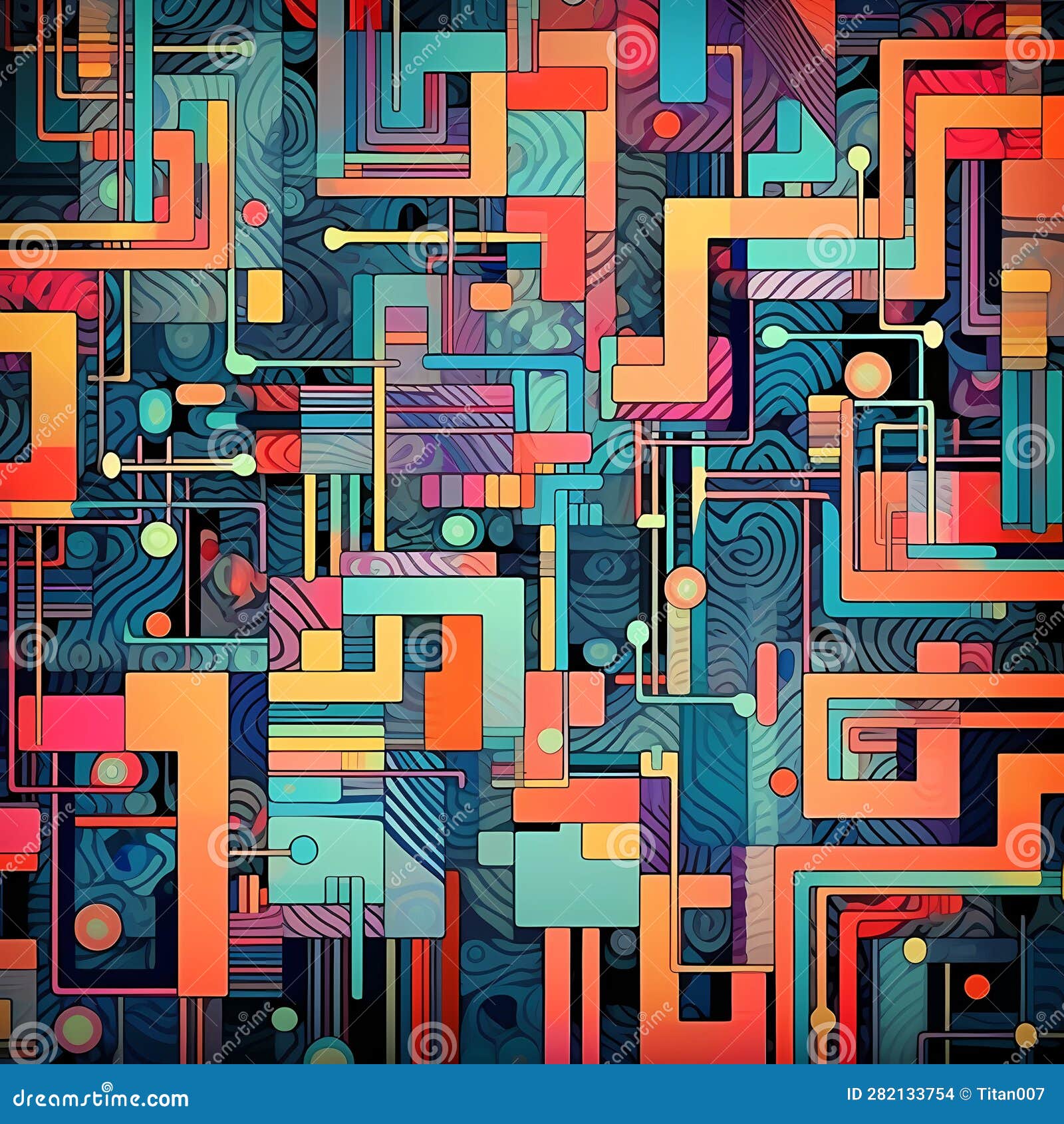 Abstract Style with Geometric Patterns 1:1. AI-generated. Stock ...