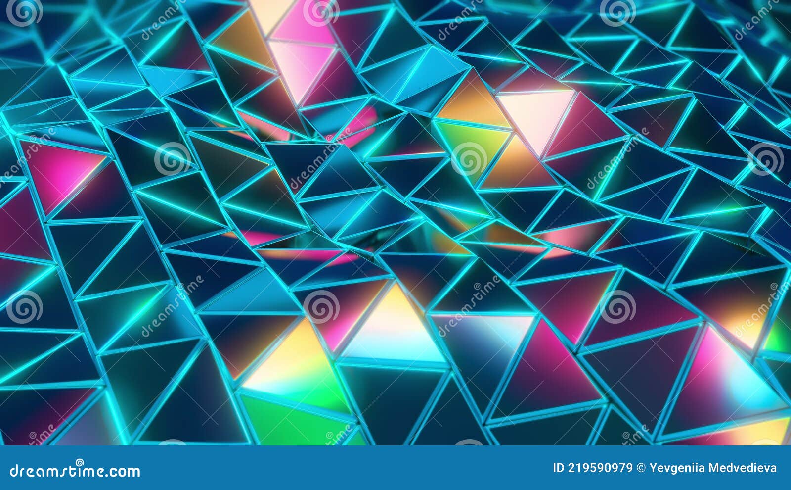 Abstract Stylized Floating Rainbow Shimmering Triangles in a Wavy ...