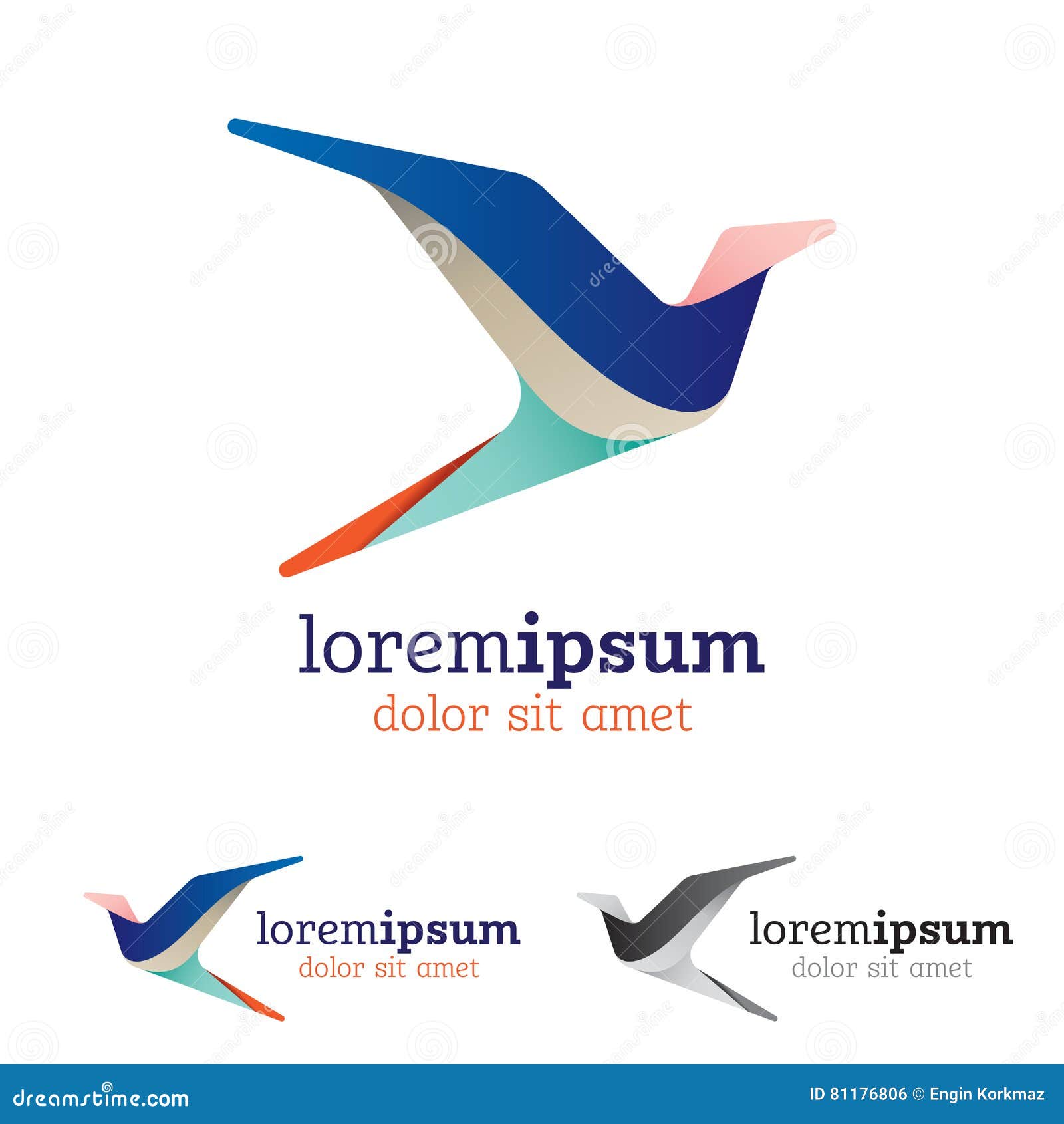 Abstract and Stylized Flying Bird Emblem Stock Vector - Illustration of ...