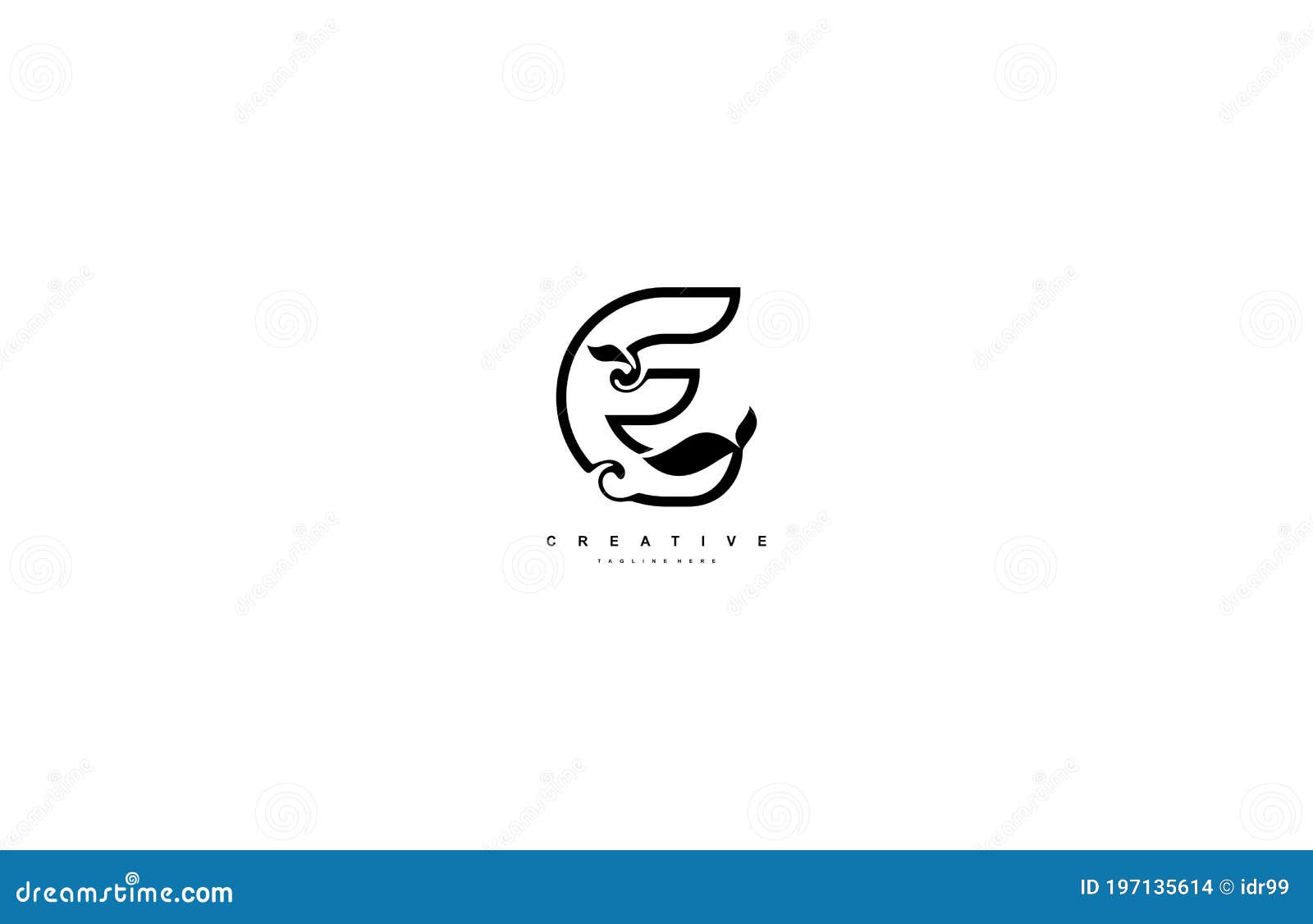 Stylized Linear Curve Flourishes Monogram E Logo Stock Illustration ...