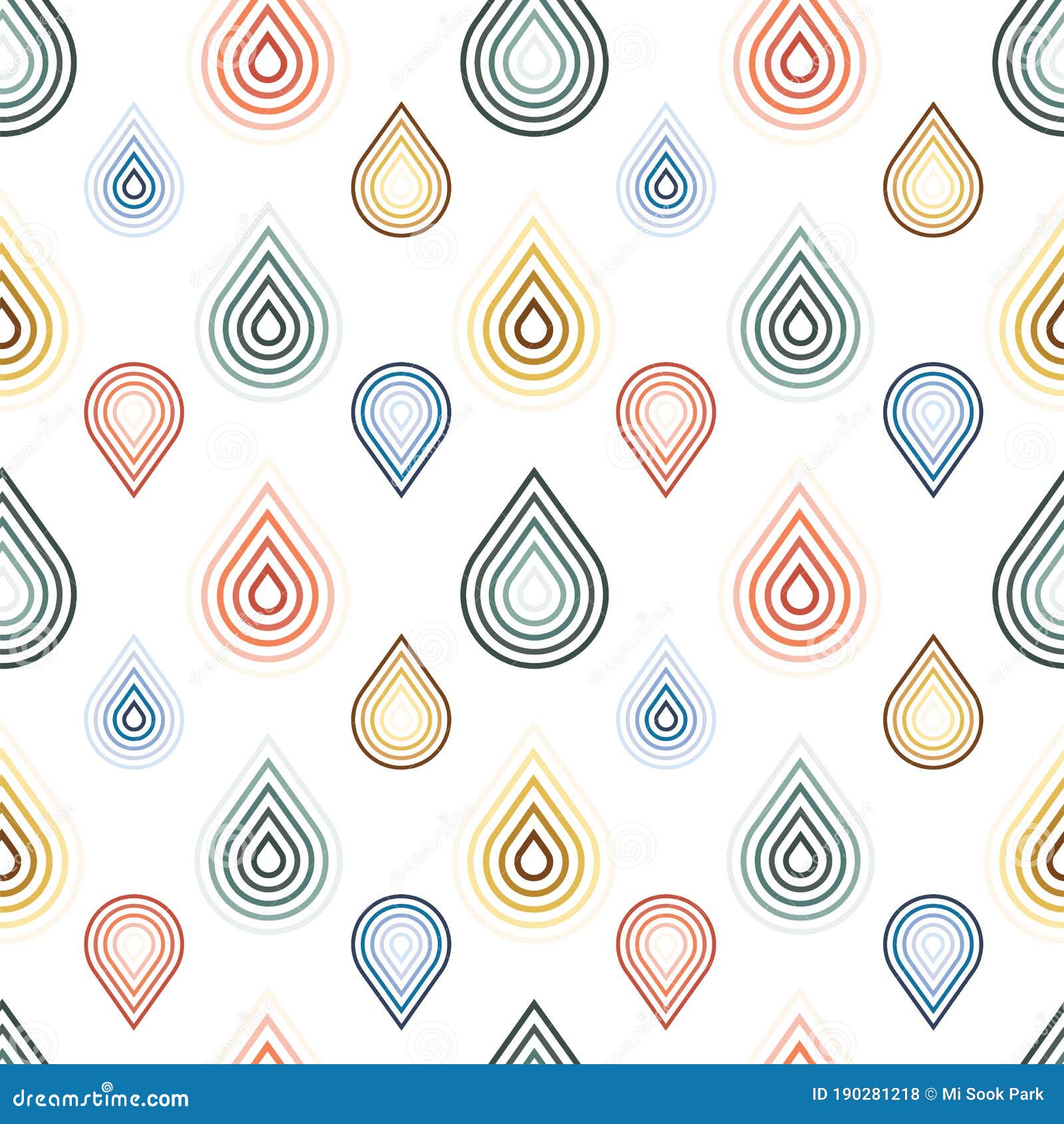 Abstract Stylized Retro Background with Colorful Rain Drops Seamless ...