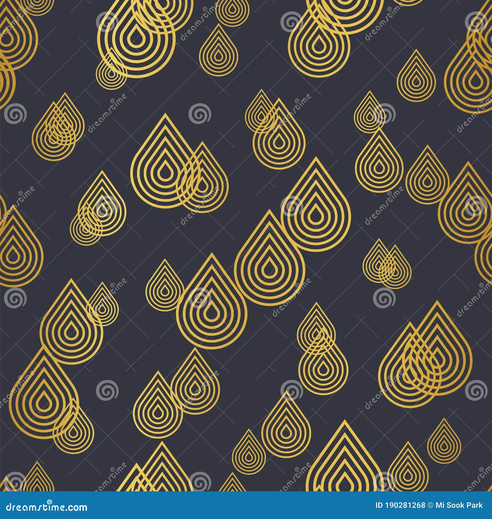 Abstract Stylized Retro Background with Gold Rain Drops Seamless ...