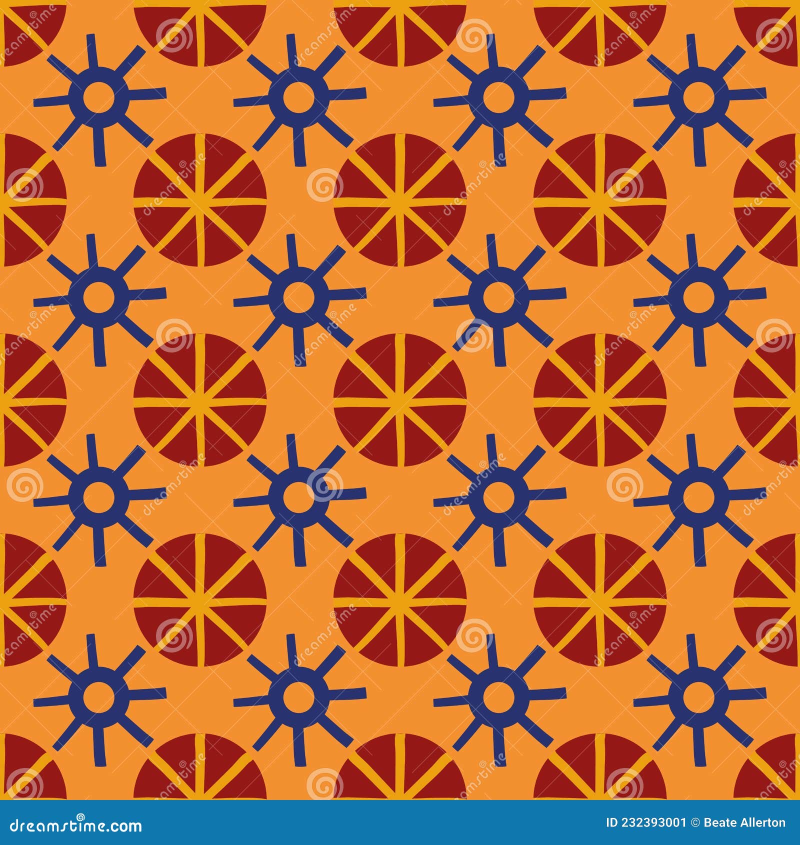 Abstract Stylized Sun And Star Shapes Seamless Vector Pattern ...