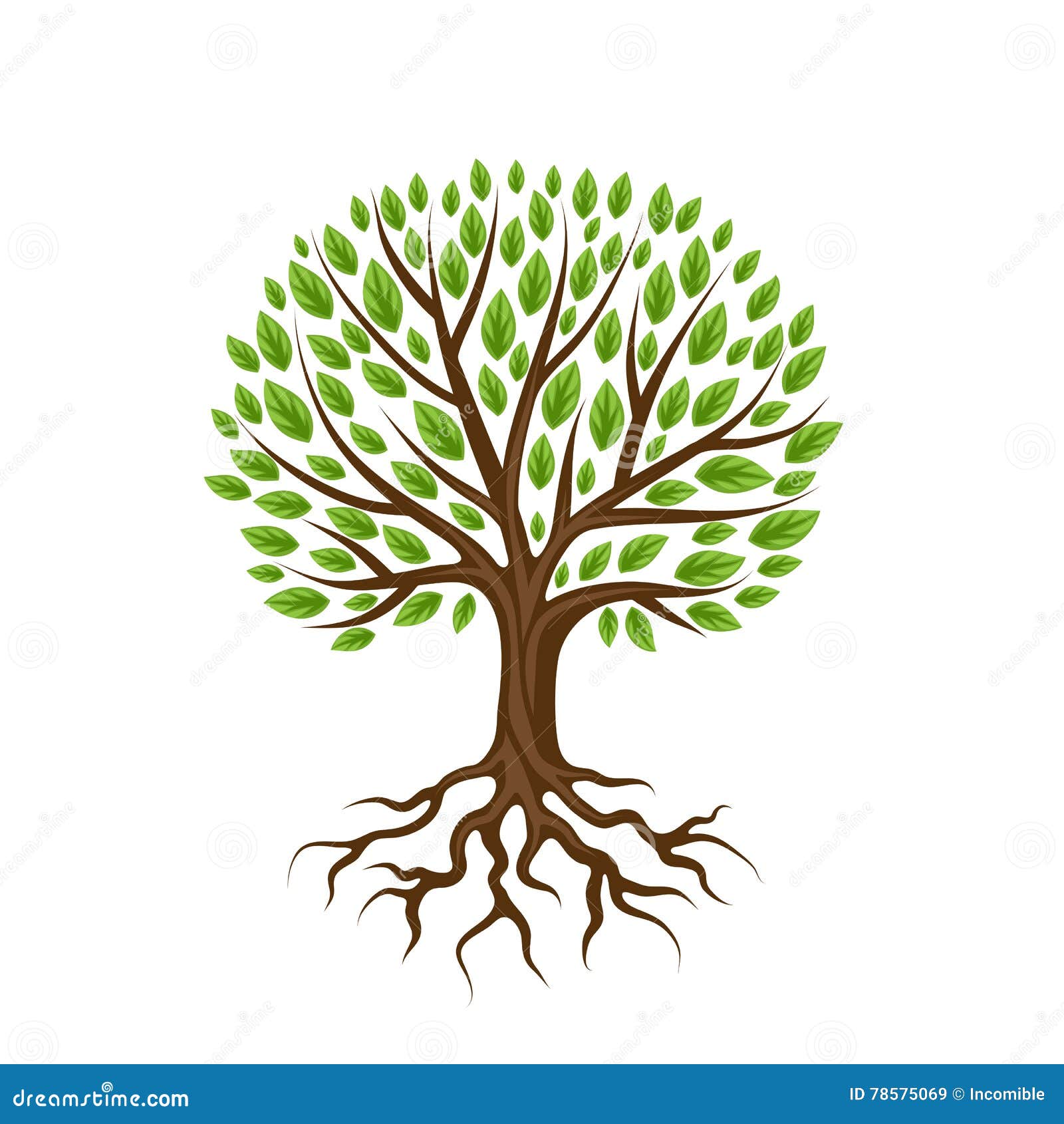 Abstract Stylized Tree with Roots and Leaves. Natural Illustration ... Abstract Stylized Tree with Roots and Leaves. Natural Illustration ...