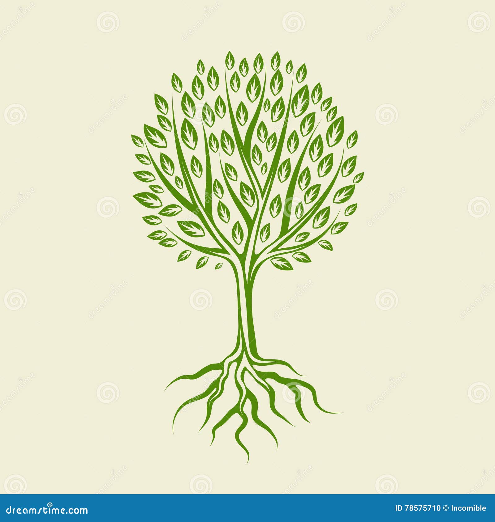 Abstract Stylized Tree with Roots and Leaves. Natural Illustration ... Abstract Stylized Tree with Roots and Leaves. Natural Illustration ...