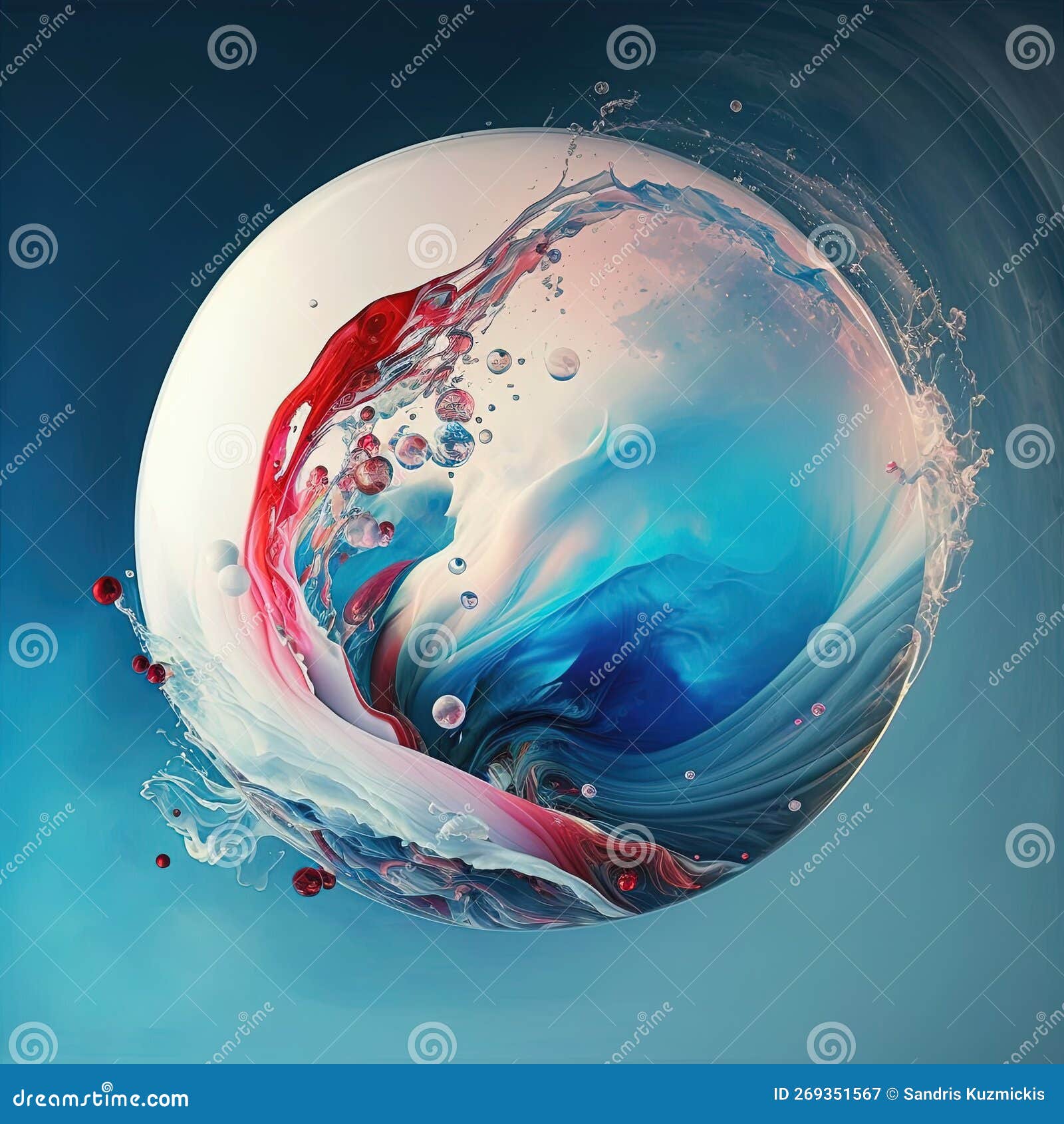 Abstract Subtle Milk Bubble Floating on Air Inside the Sea. Generative ...