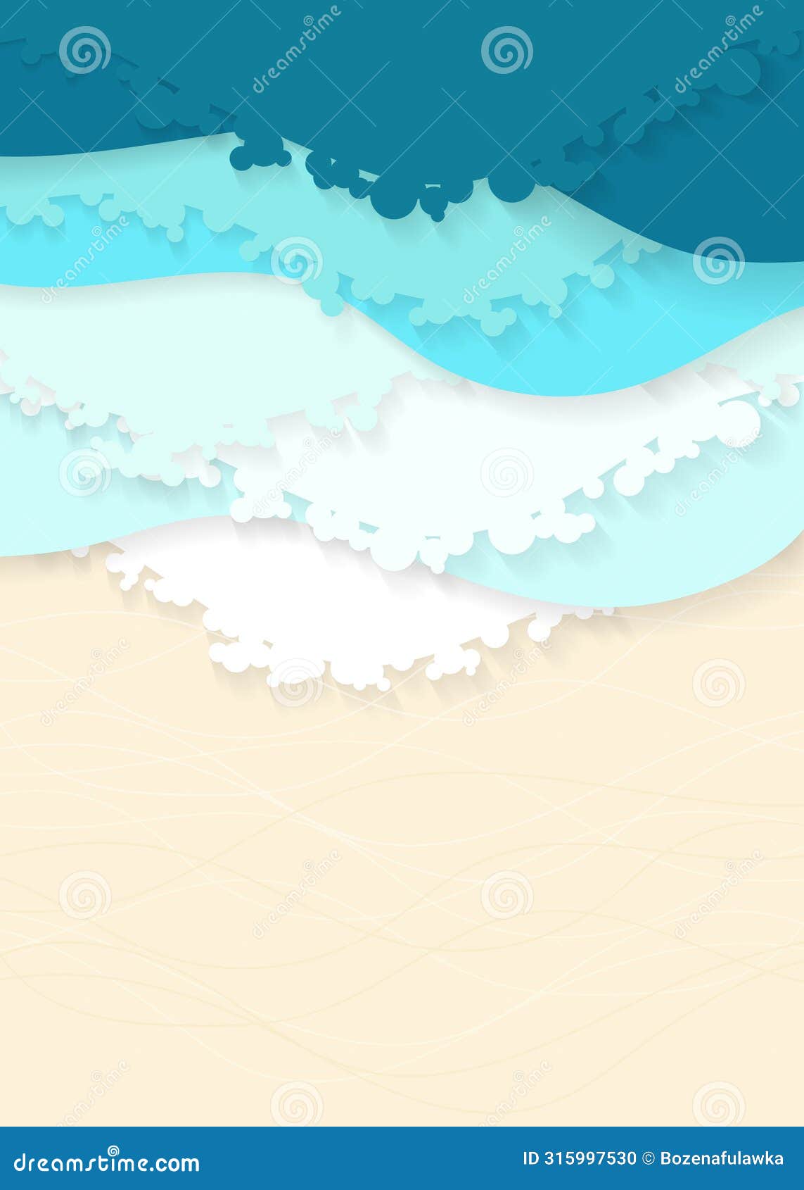 Abstract Summer Beach Background. Waves Pattern with Coastline Stock ...
