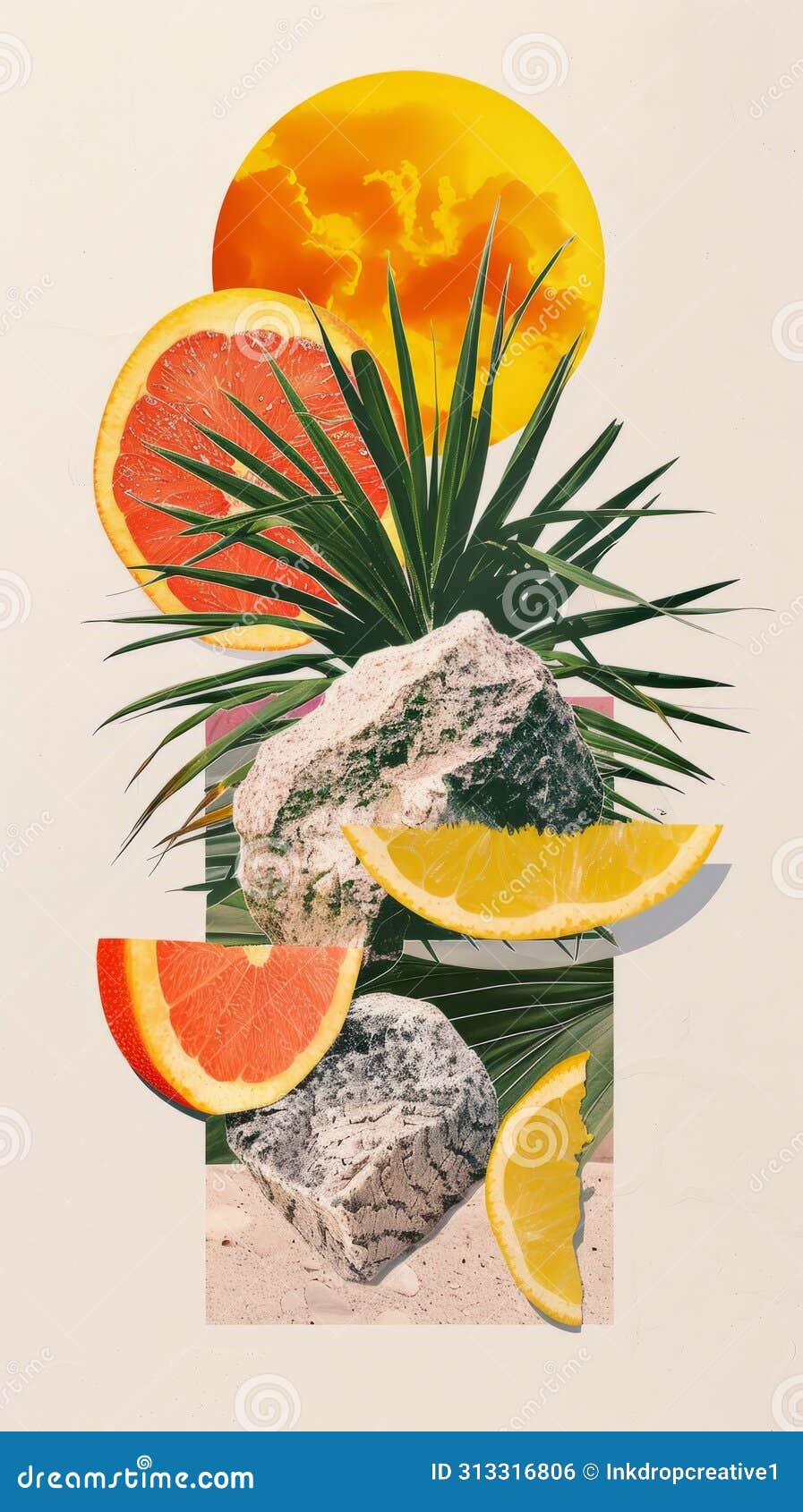 Abstract Summer Collage Illustration. Trendy Collage Design Stock Photo ...