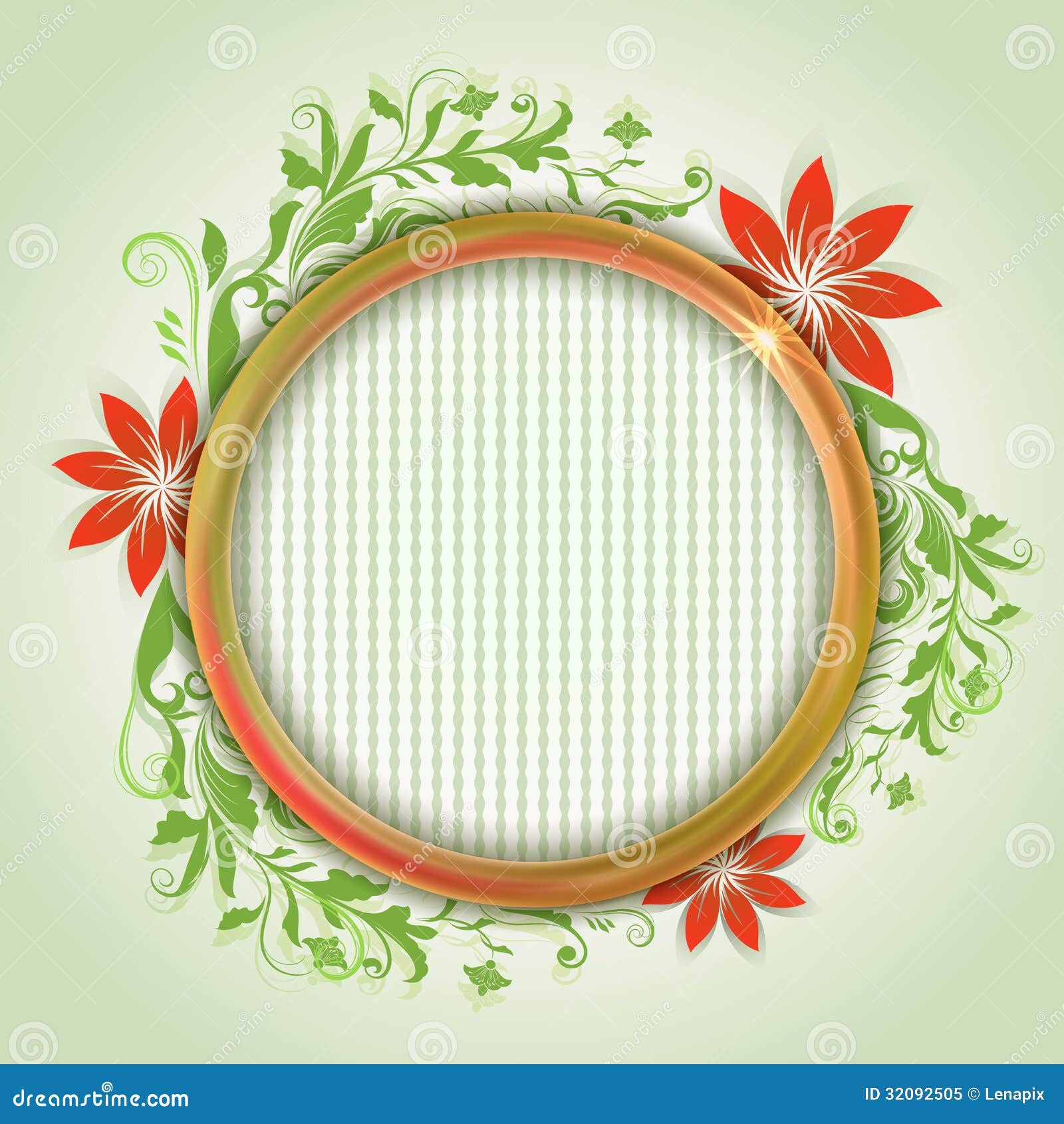 Abstract Summer Round Frame Stock Vector - Illustration of buds, floral ...