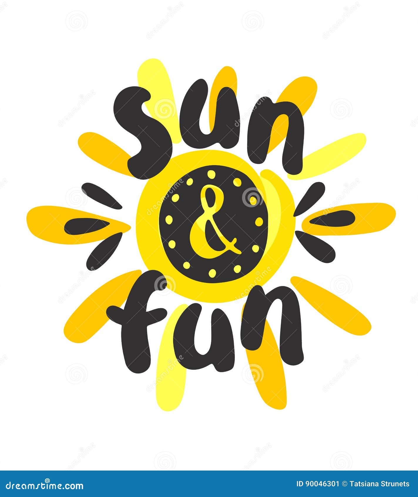 Abstract Summer Sun with Quote Sun and Fun. Stock Vector - Illustration ...