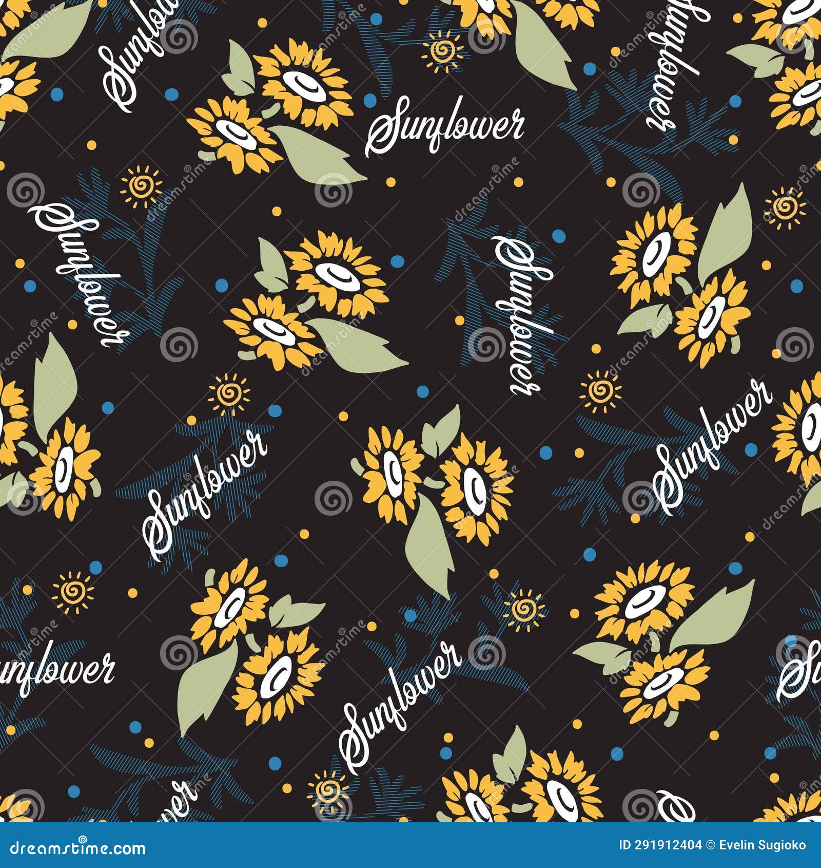 Abstract Radiant Sunflower Dreams Garden Vector Seamless Pattern Stock ...