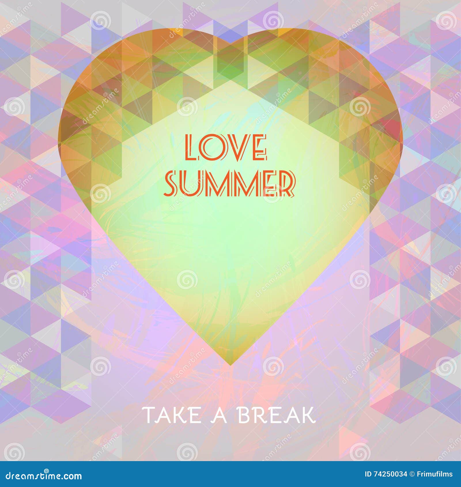 Abstract Summer Time Infographic, Love and Take a Break Text, a Big ...