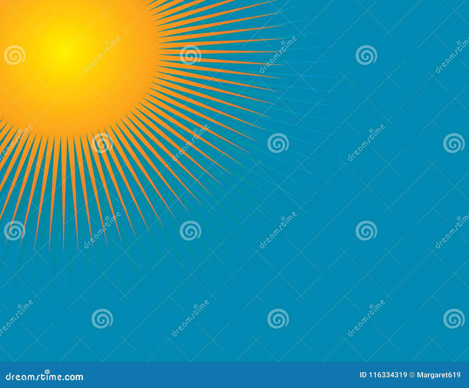 Abstract Sun Beams on Blue Background. Stock Vector - Illustration of ...
