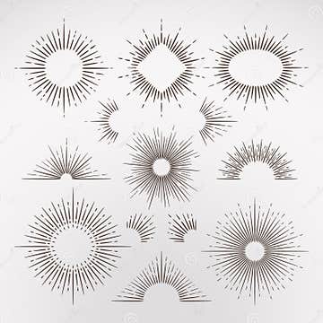 Abstract Sun Burst Rays with Border and Frames Vintage Art Vector Set ...