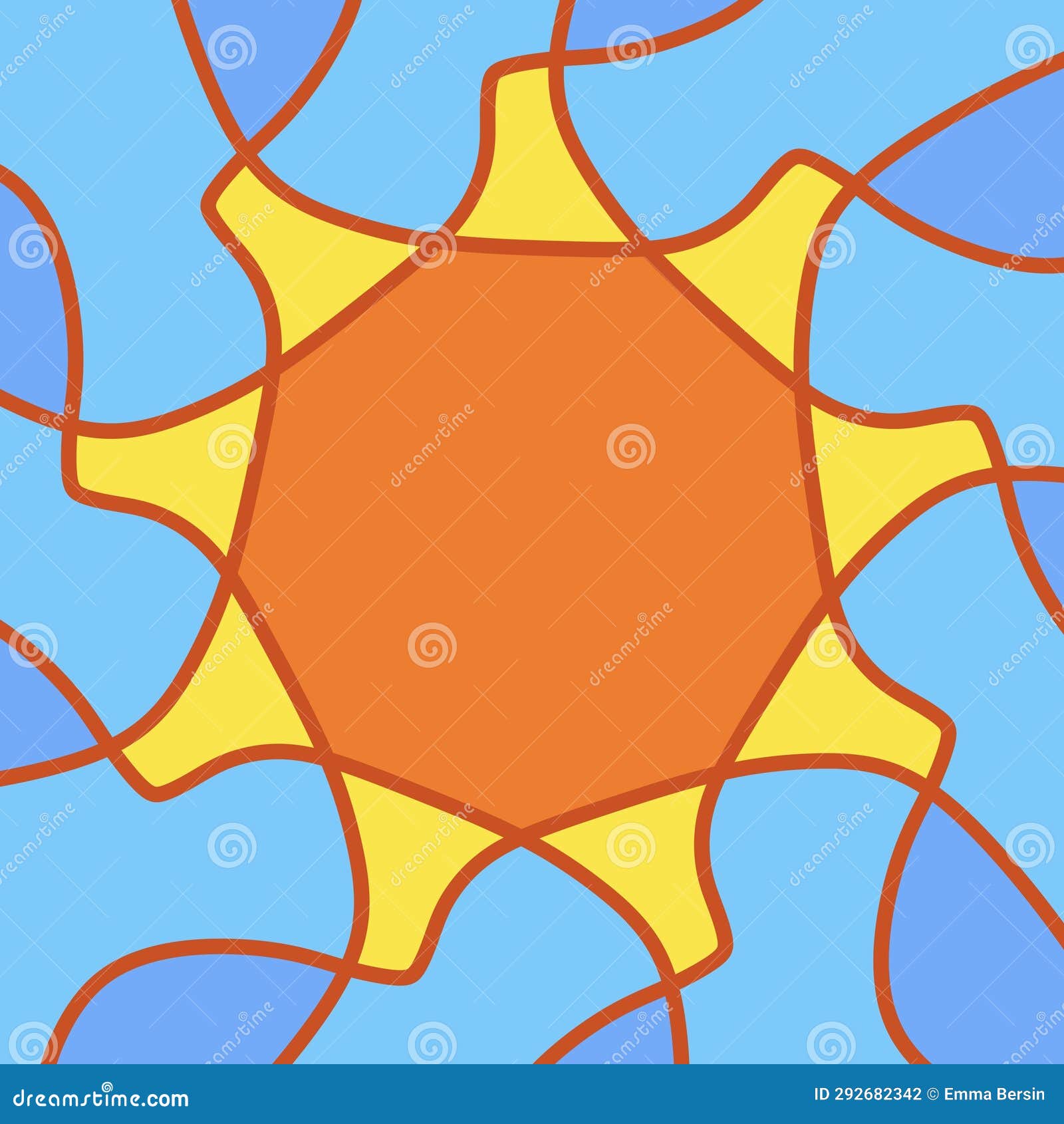 Abstract Sun Design on Blue Background Stock Illustration ...