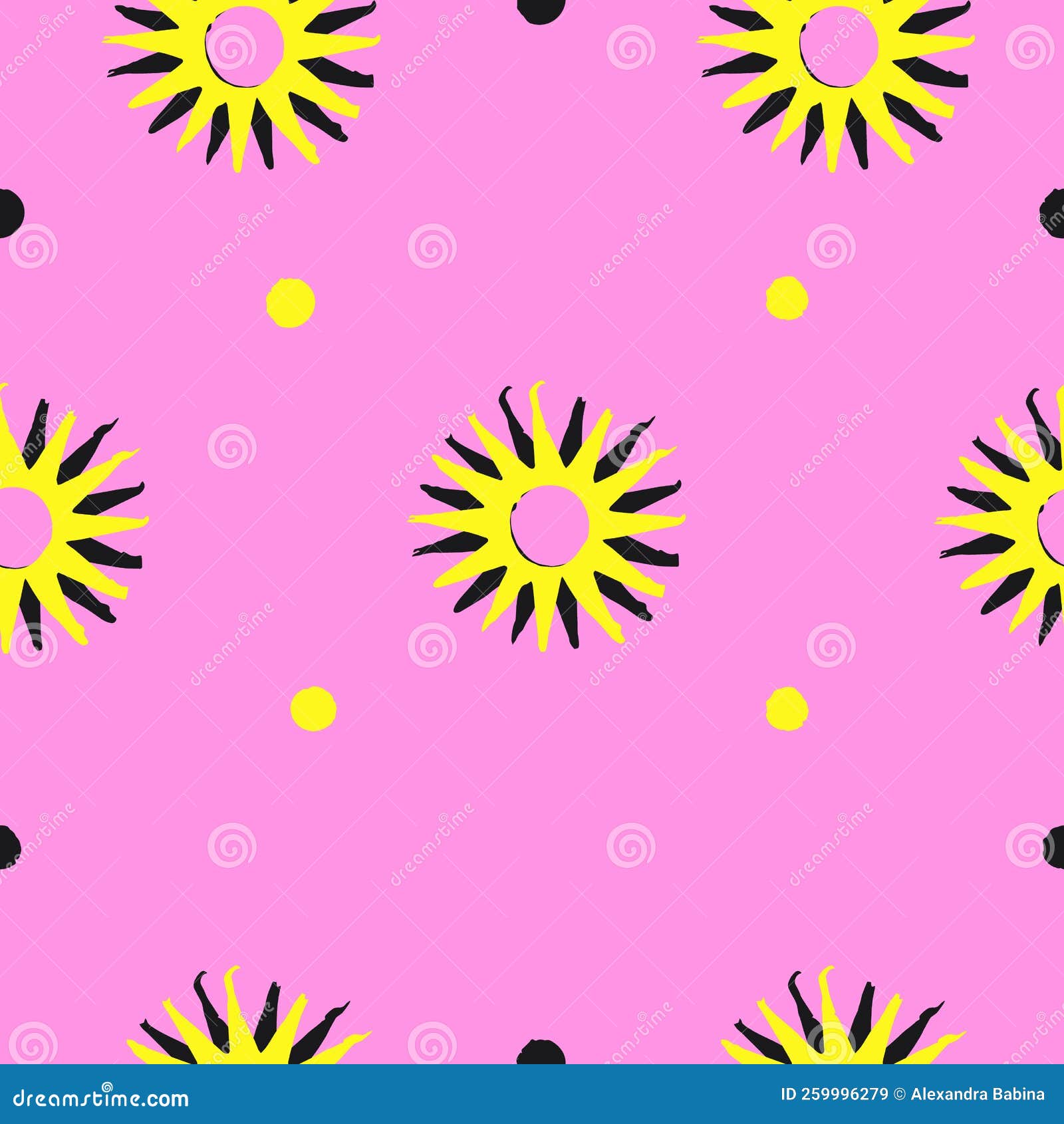 Abstract Sun and Dot Seamless Repeat Pattern. Stock Vector ...