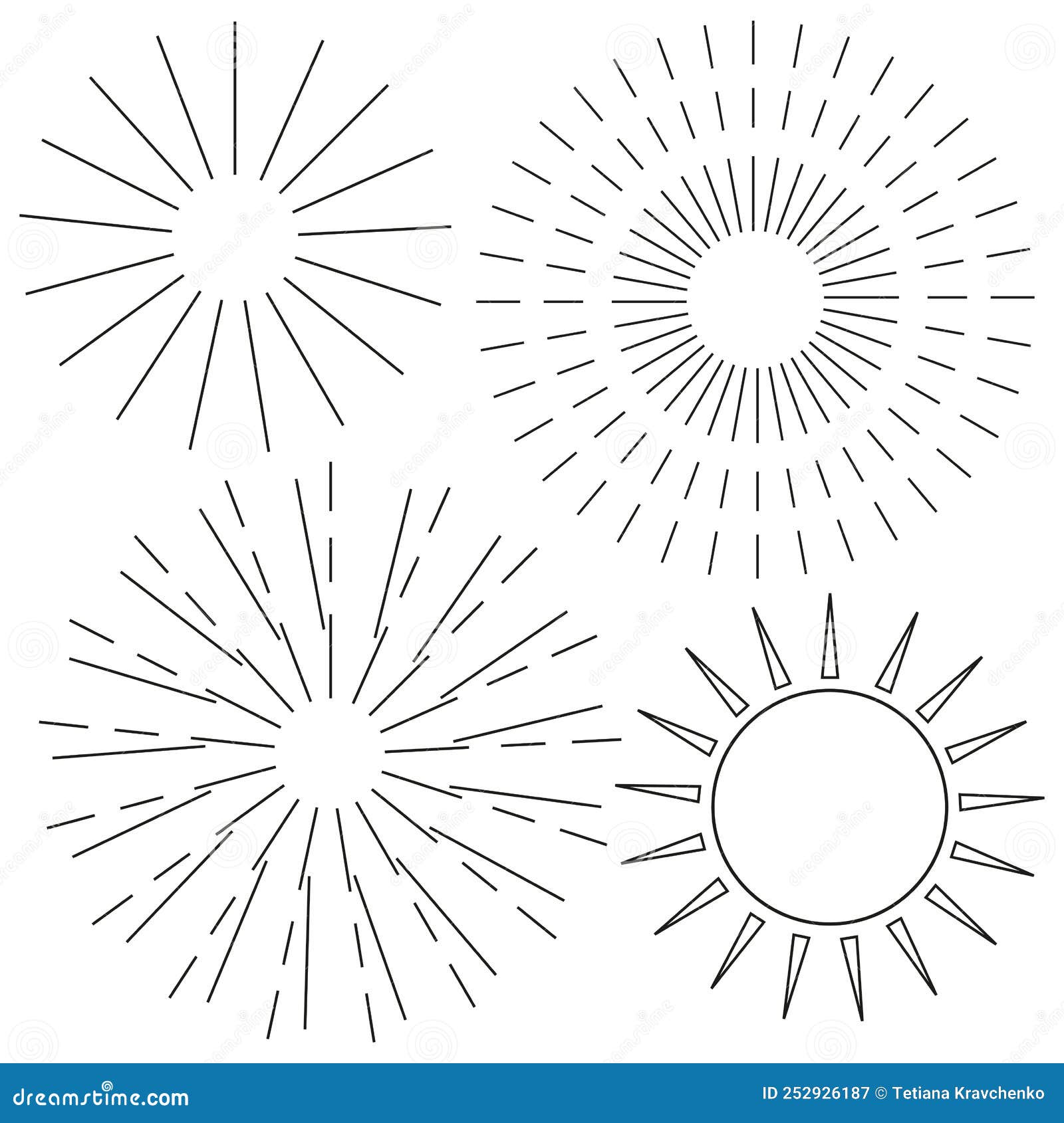 Abstract Sun Lines. Circle Frame Set. Vector Illustration. Stock Image ...