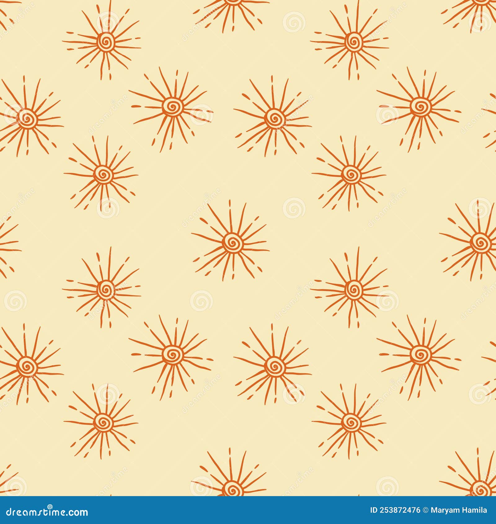 Abstract Sun Pattern in Hand Drawn Style Stock Illustration ...