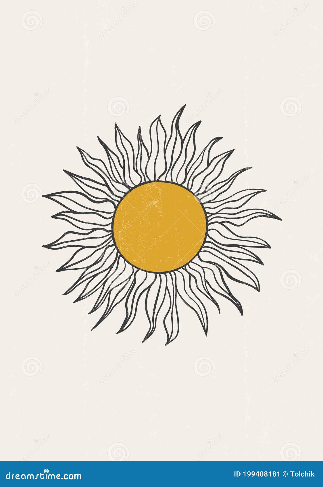 Abstract Sun Print Boho Minimalist Printable Wall Art Stock Vector ...
