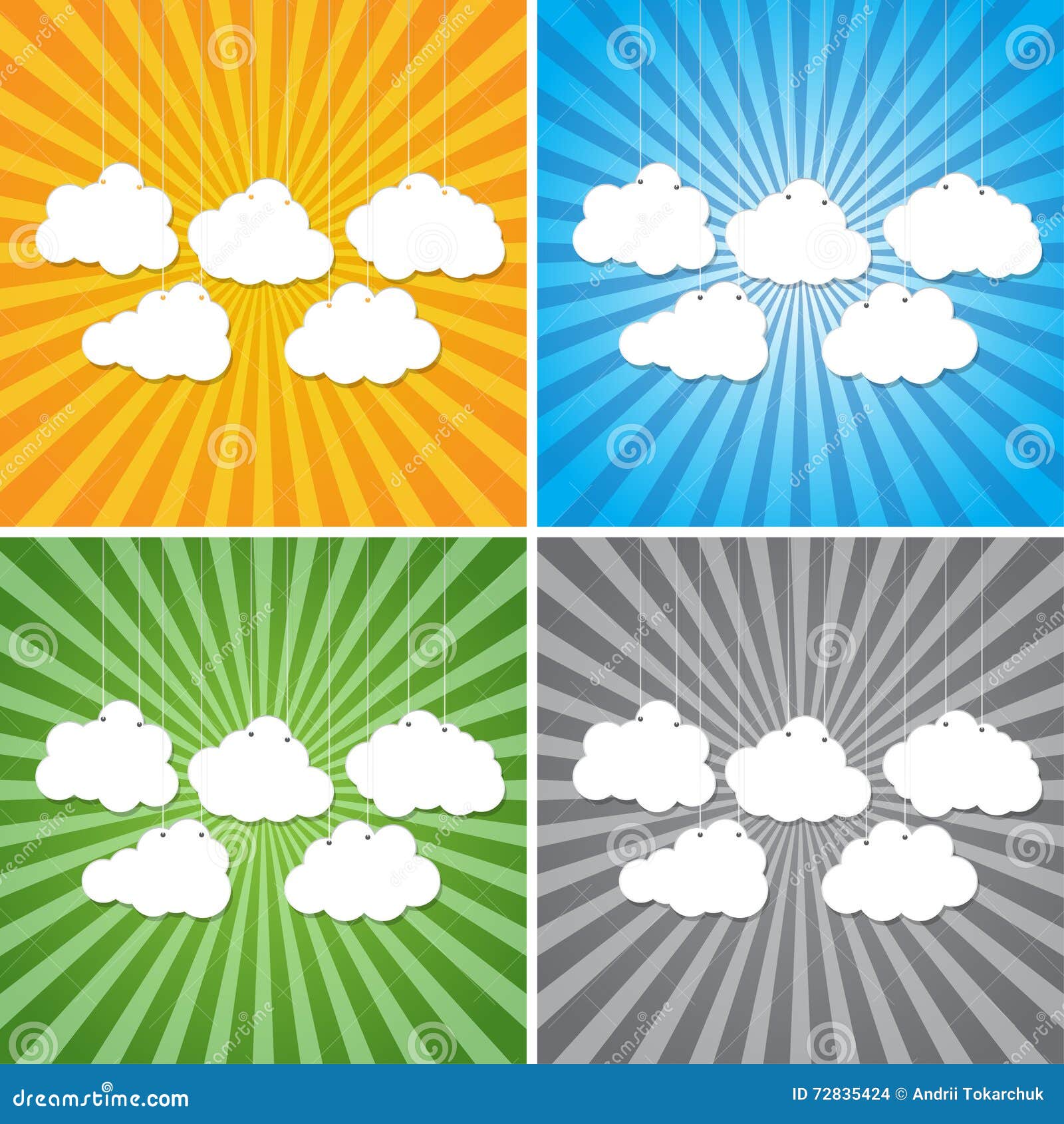 Abstract Sun Rays with Clouds Background. Stock Vector - Illustration ...
