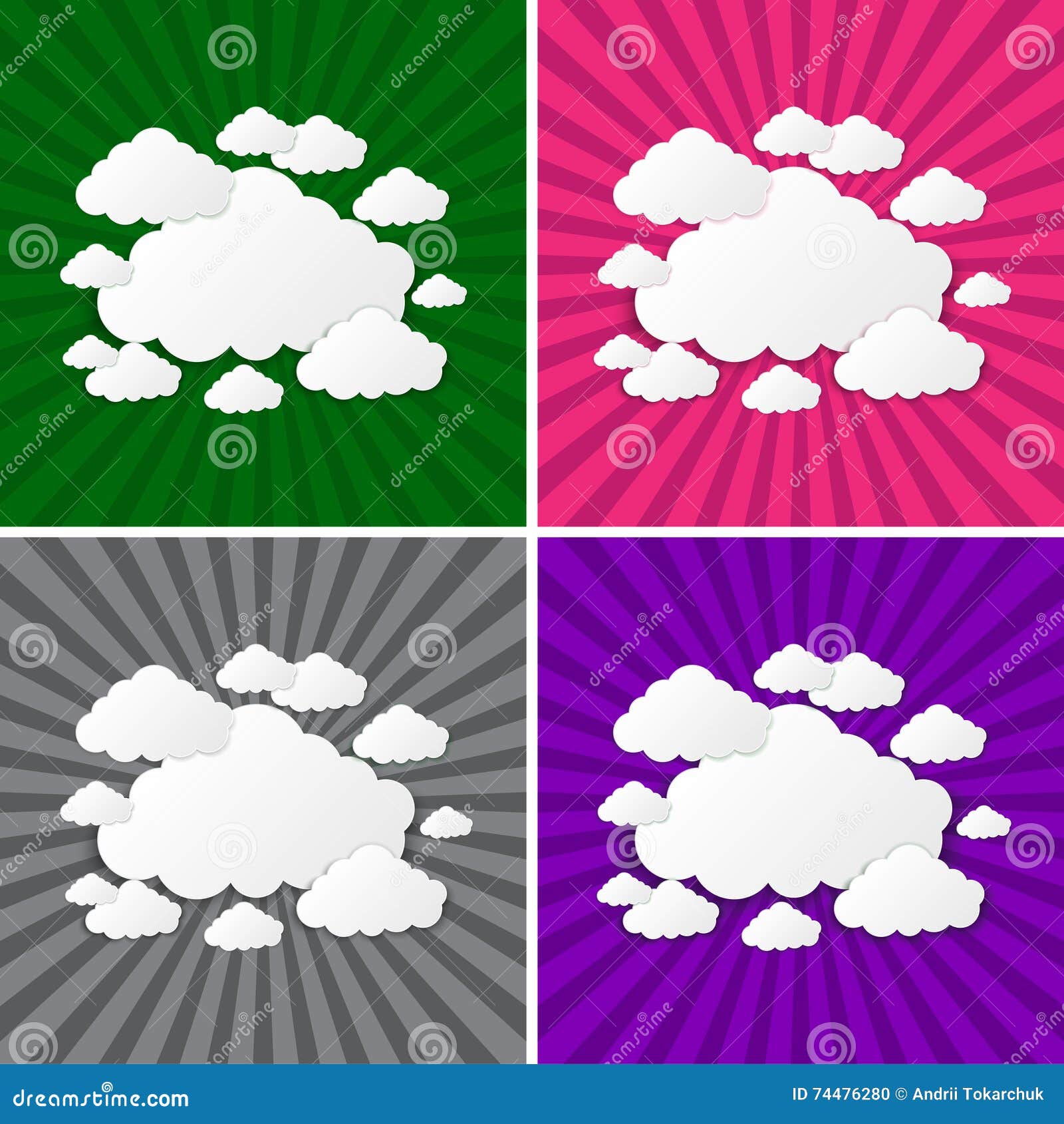 Abstract Sun Rays With Clouds Background Stock Vector Illustration