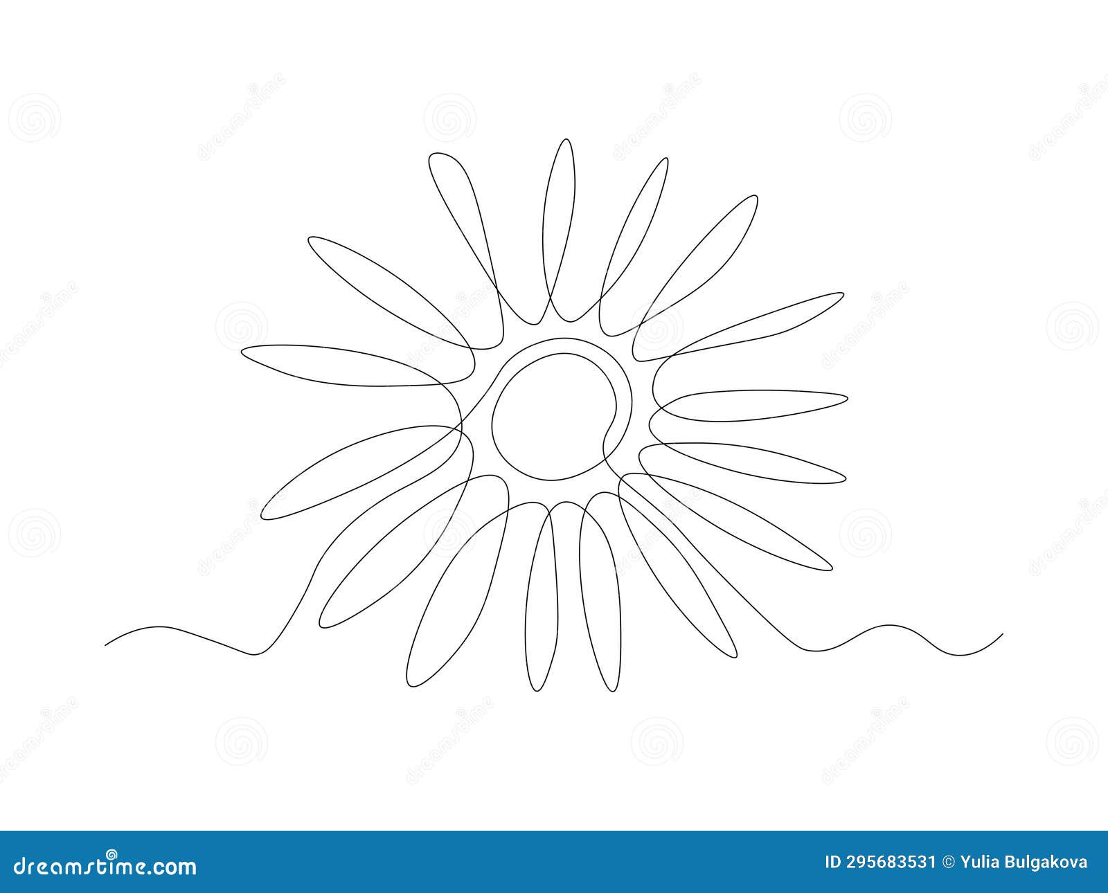 Abstract Sun with Rays Continuous One Line Art Drawing Stock Vector ...