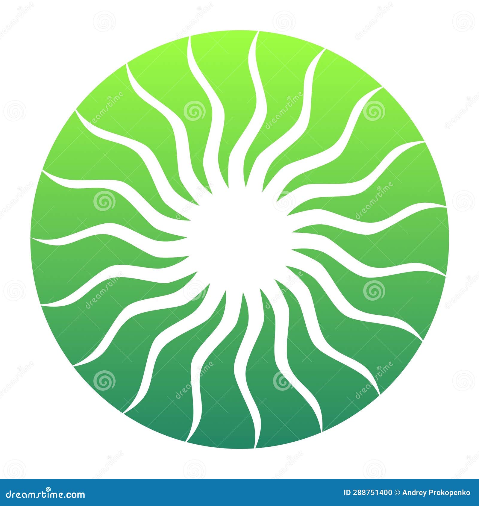 Abstract Sun Sign in a Green Circle Stock Illustration - Illustration ...