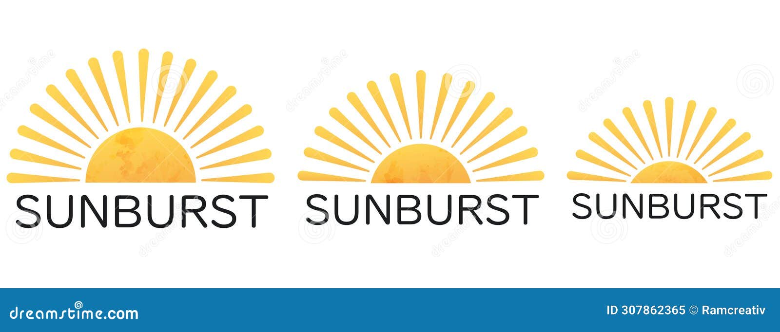 Abstract Sun Sign with Rays, Sunset, Sunrise. Half Sun and Sunlight ...