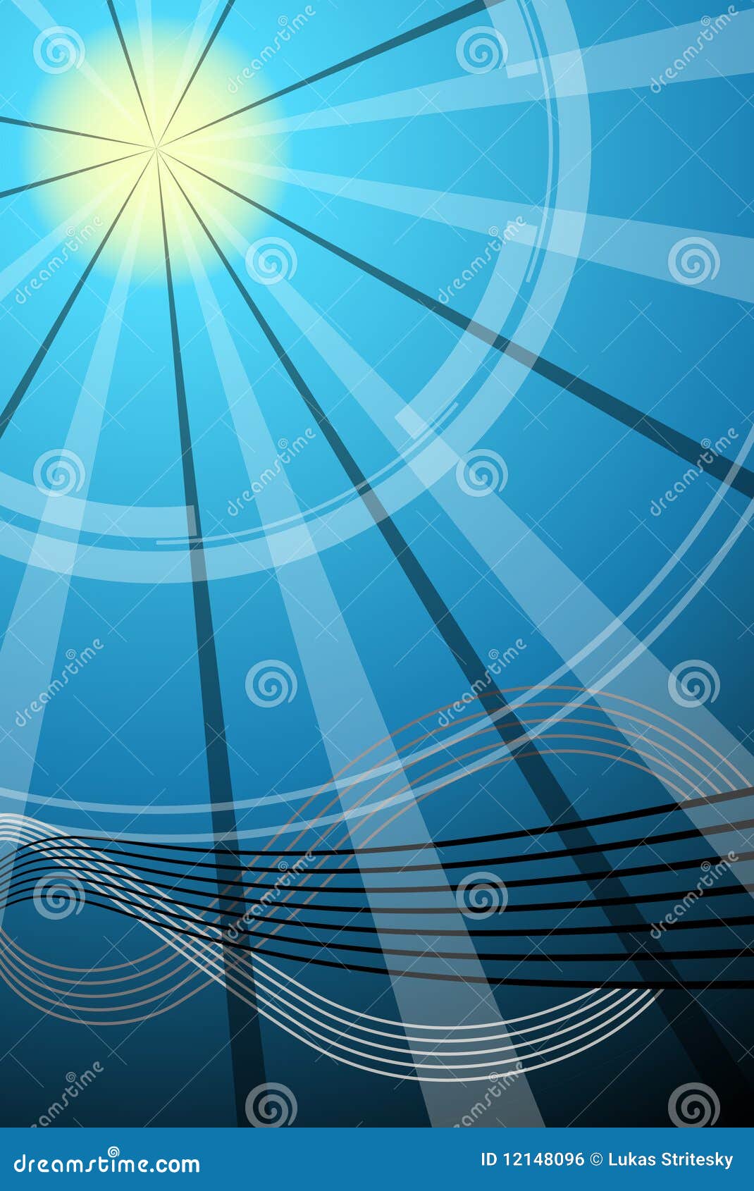 Abstract Sun, Sky and Water Background Stock Vector - Illustration of ...