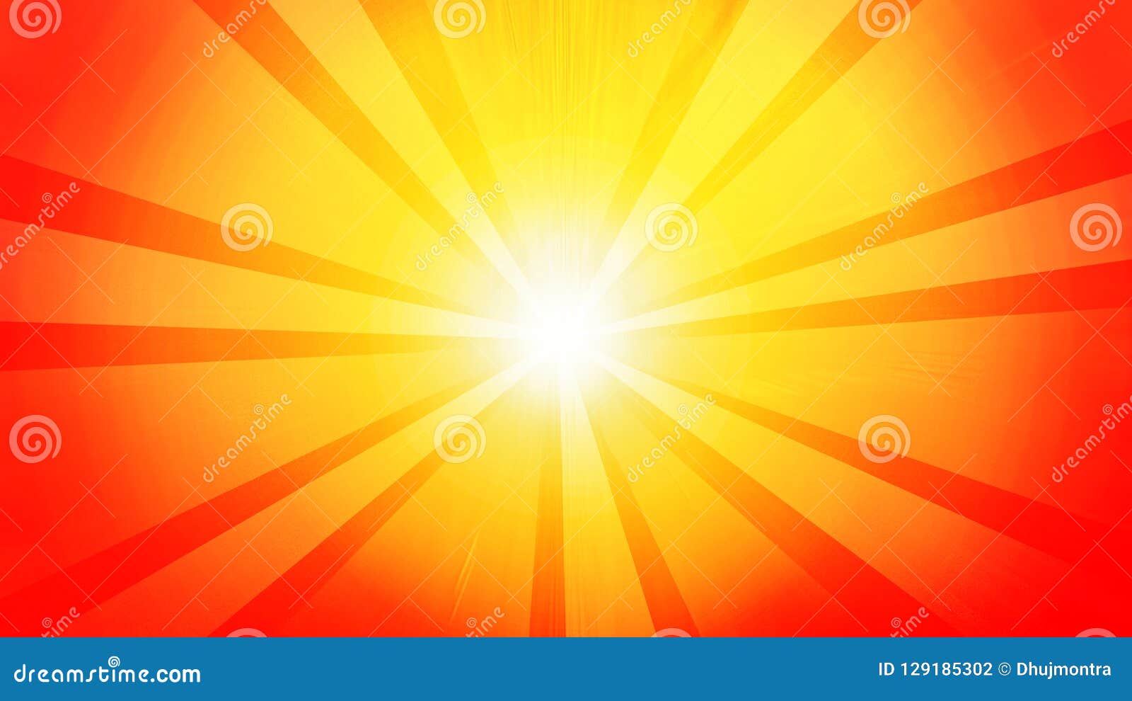 Abstract of Sun, Yellow Radius on Red Background with White on the ...