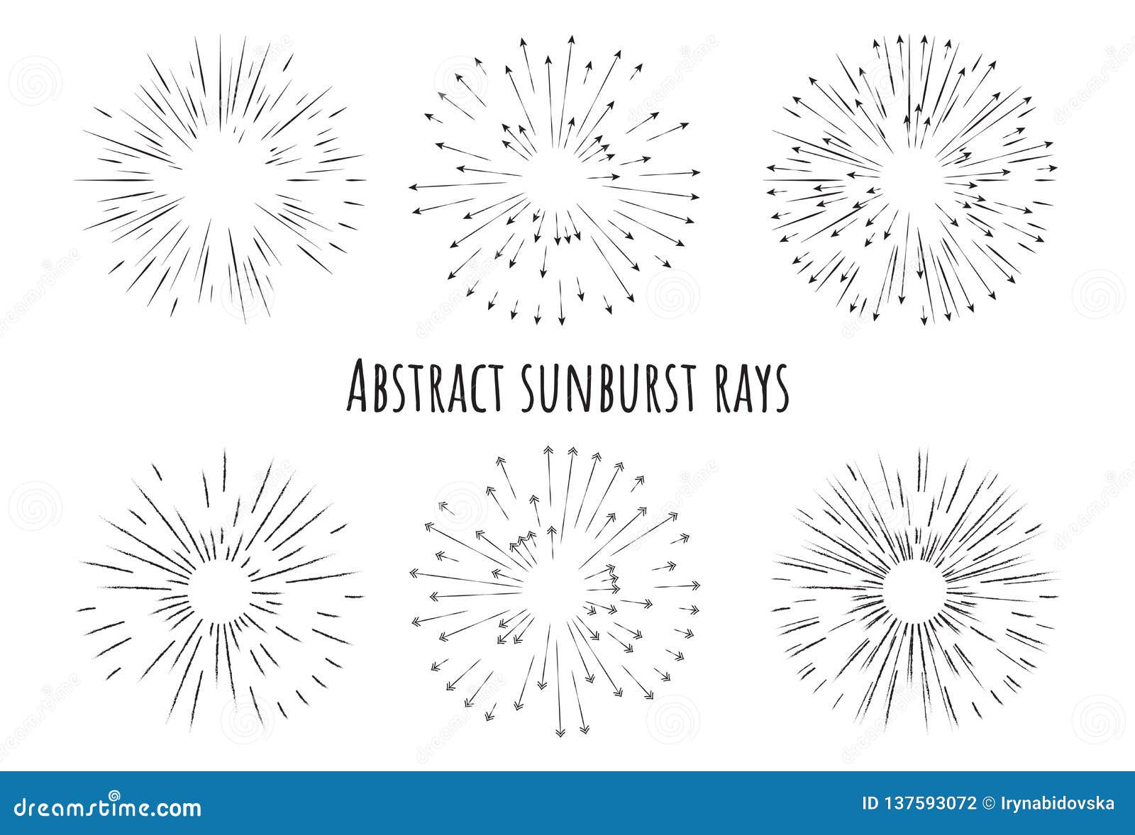 Abstract Sunburst Rays with Arrows Different Type of Drawing Stock ...