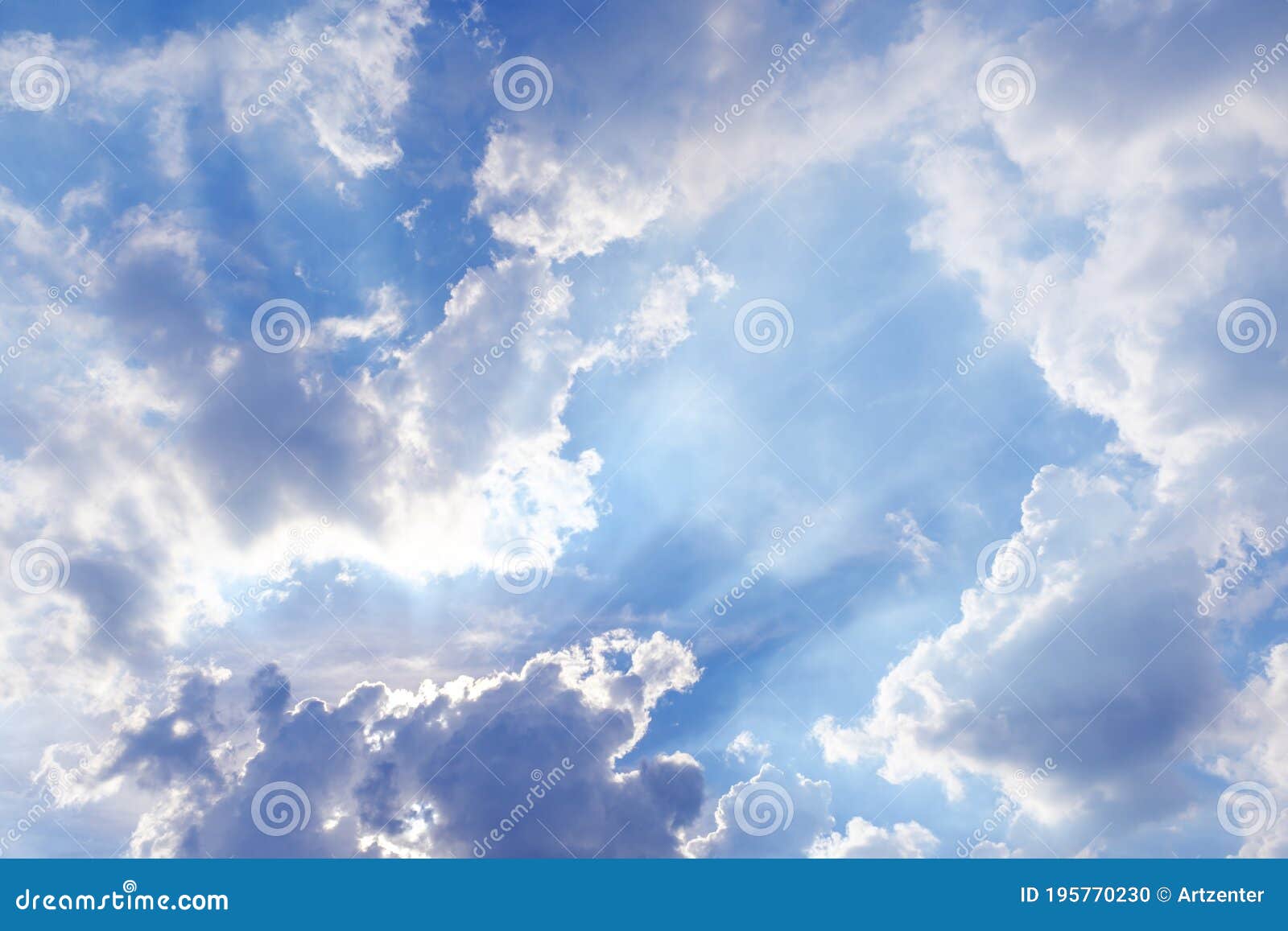 Abstract Sunny Sky for Background, Beautiful Cloudscape with Sunlight ...