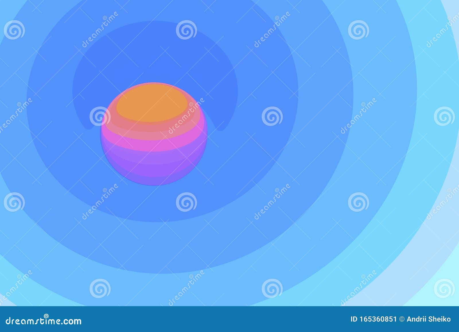 Abstract Sunrise Red Sun on Blue Background in the Technique of ...