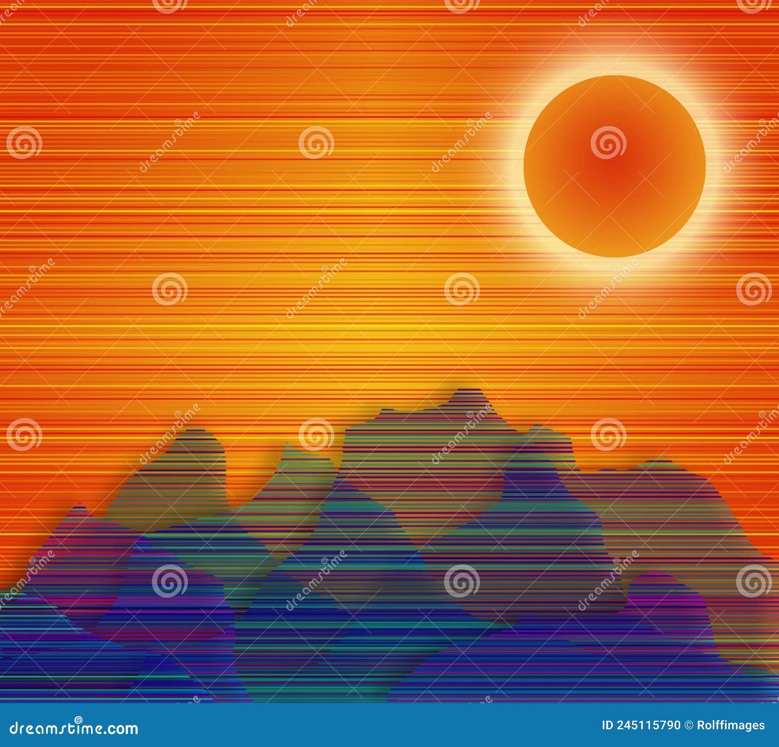 Abstract sunset or sunrise stock illustration. Illustration of drawing ...
