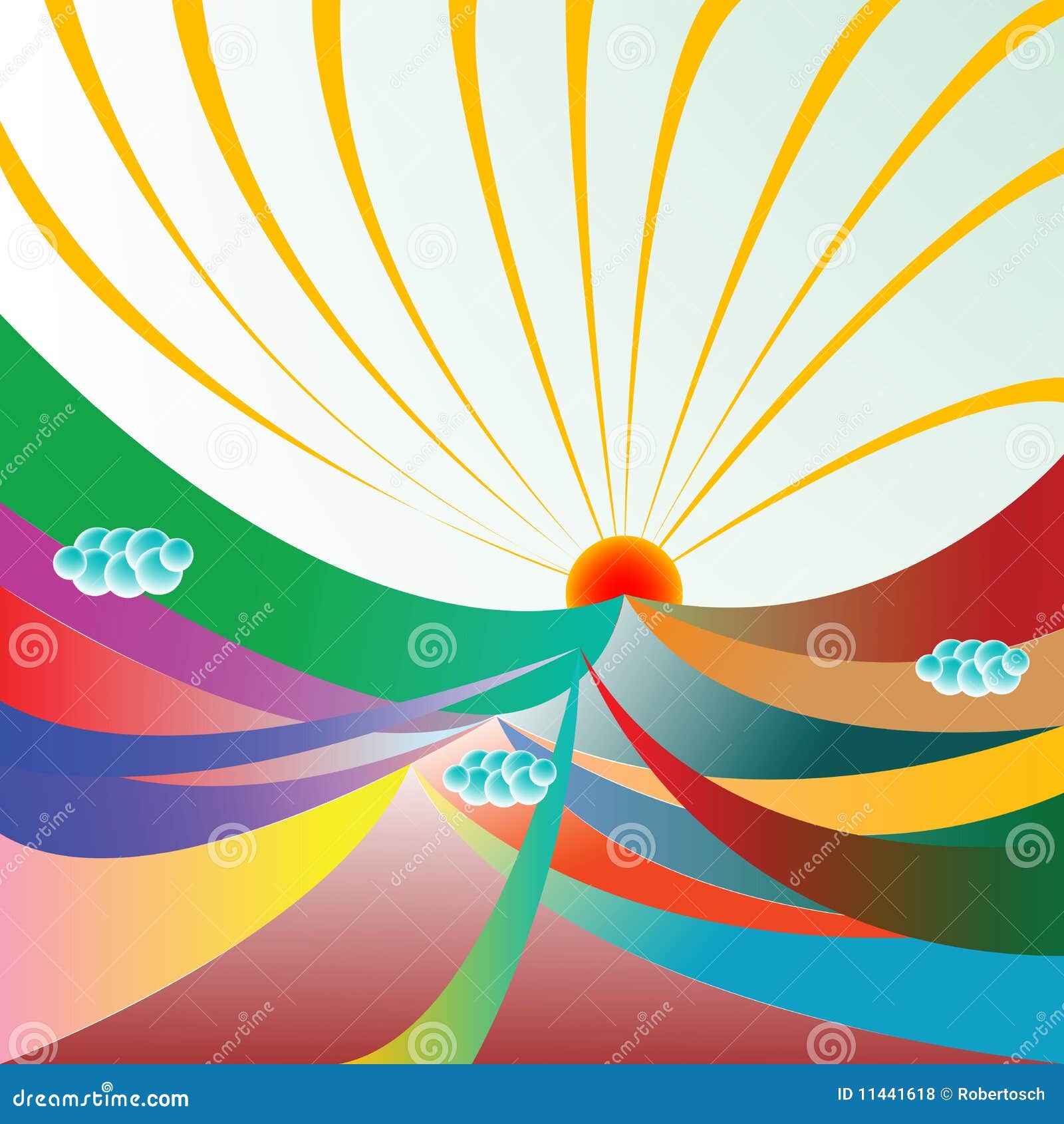 Abstract Sunshine Over the Mountains Stock Vector - Illustration of ...