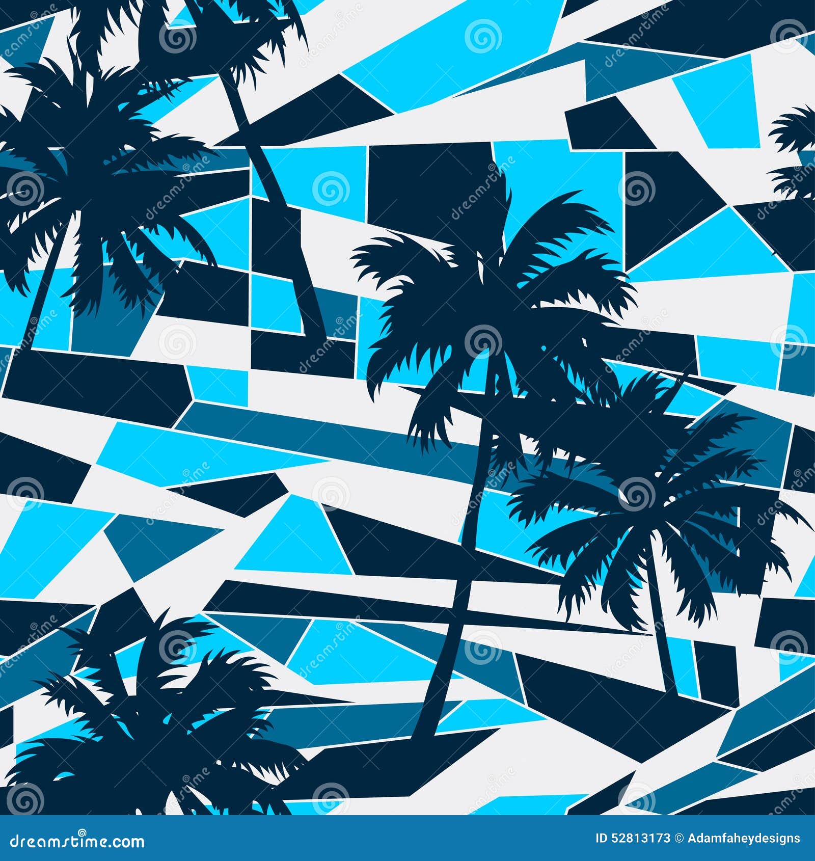 Abstract Surf Pattern with Palm Trees Seamless Pattern Stock Vector ...