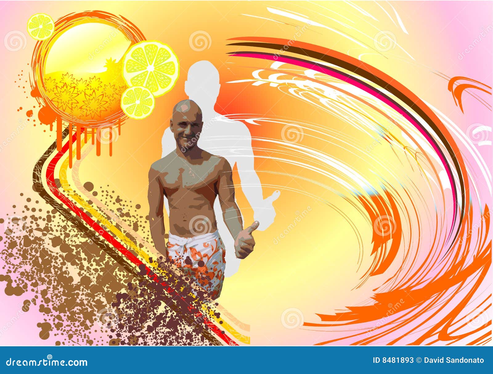 Abstract Surfers Background Stock Vector - Illustration of wave, yellow ...