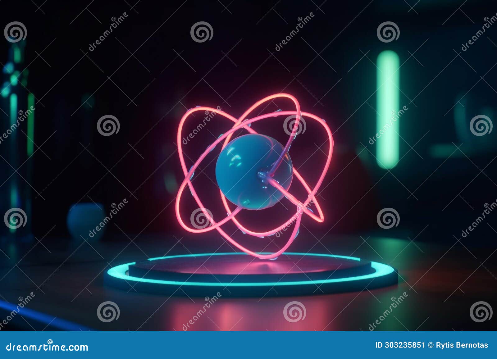 Abstract and Surreal Atom Model Lightning and Visualization Stock ...