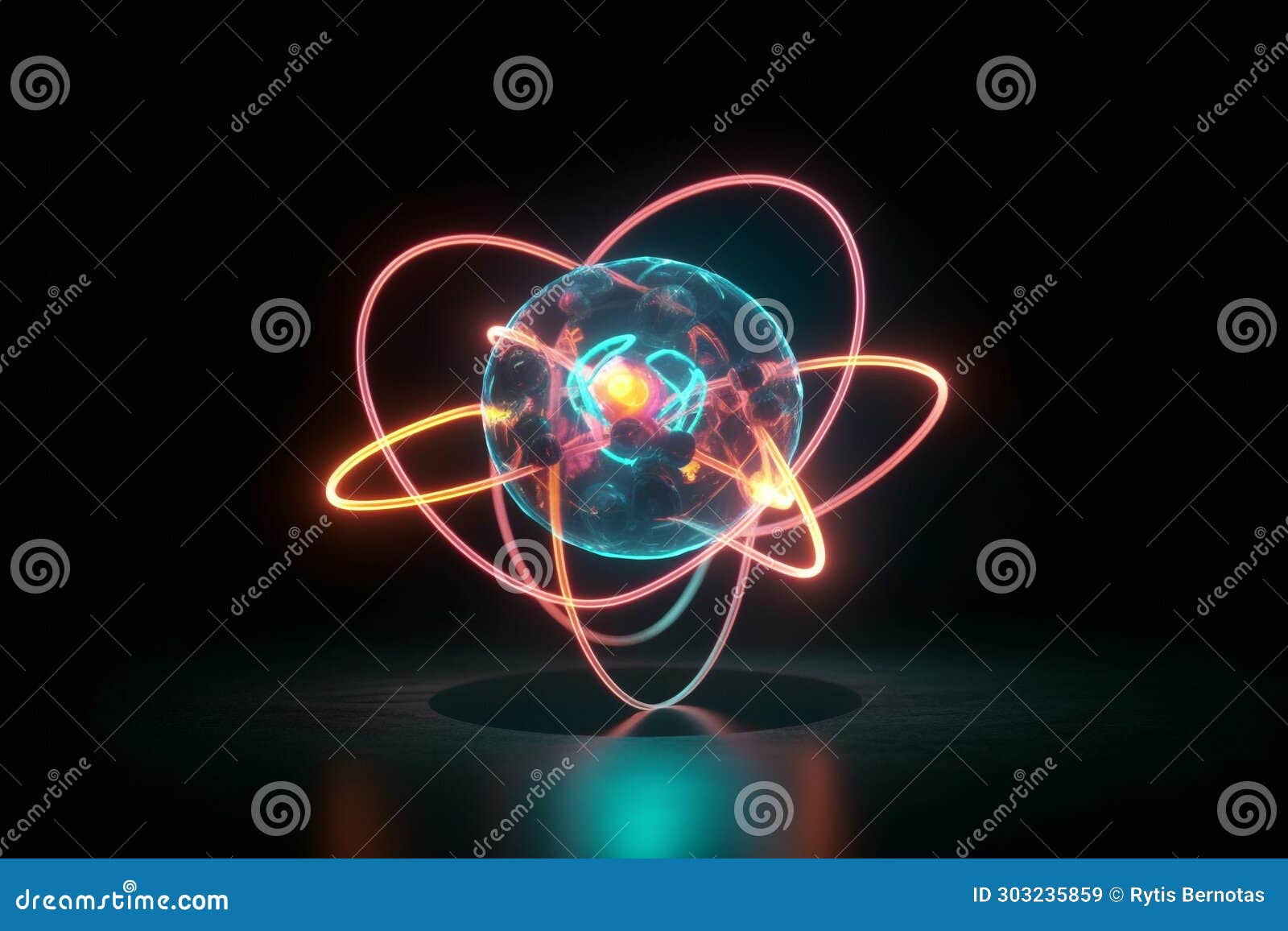 Abstract and Surreal Atom Model Lightning and Visualization Stock ...