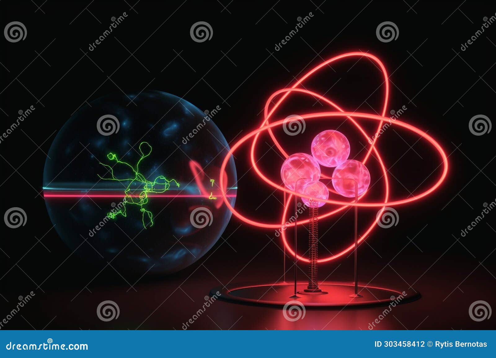 Abstract and Surreal Atom Model Lightning and Visualization Stock ...