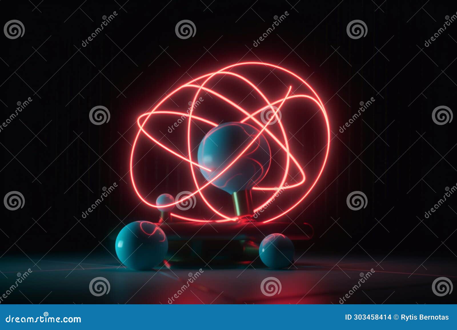 Abstract and Surreal Atom Model Lightning and Visualization Stock ...