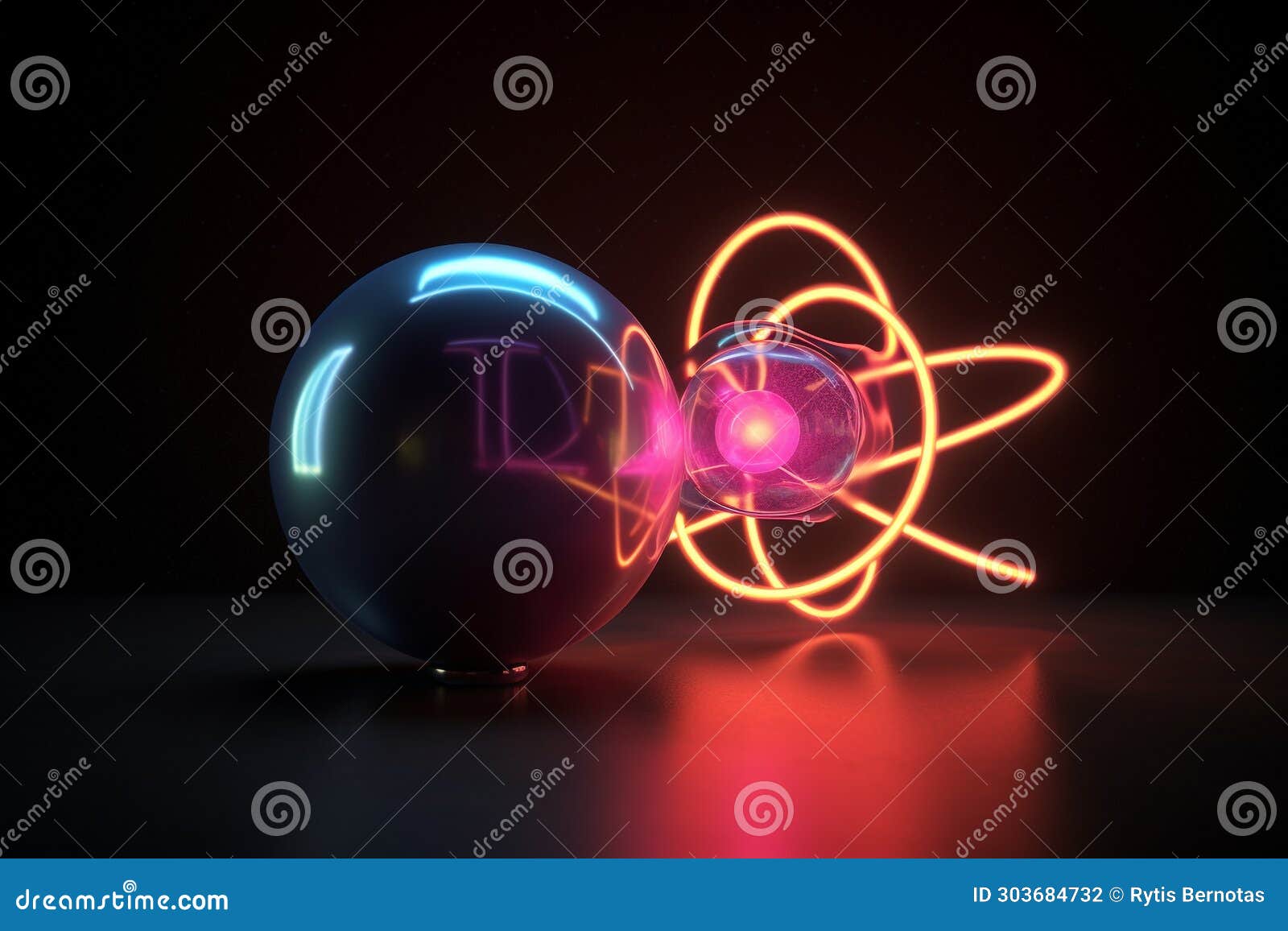 Abstract and Surreal Atom Model Lightning and Visualization Stock ...