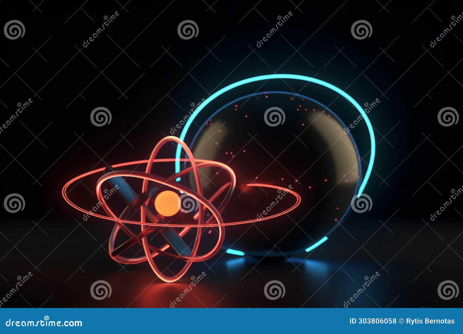 Abstract and Surreal Atom Model Lightning and Visualization Stock ...