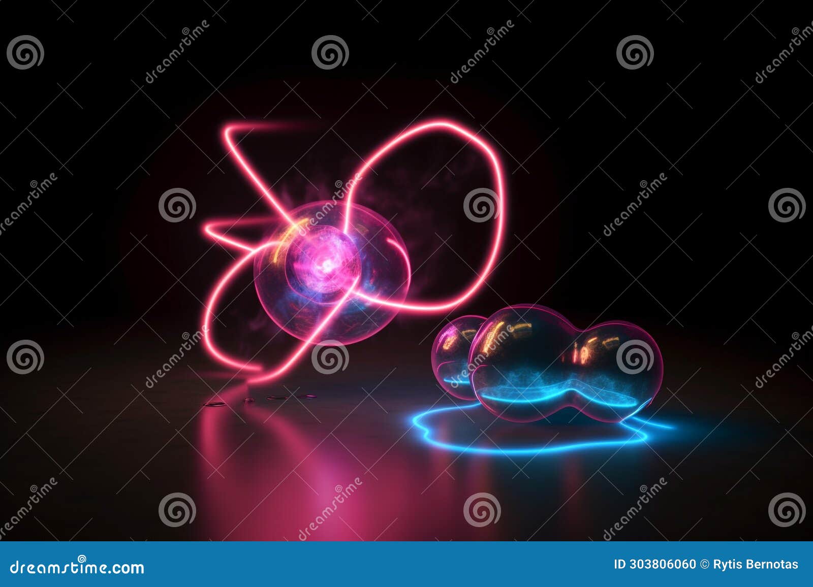 Abstract and Surreal Atom Model Lightning and Visualization Stock ...