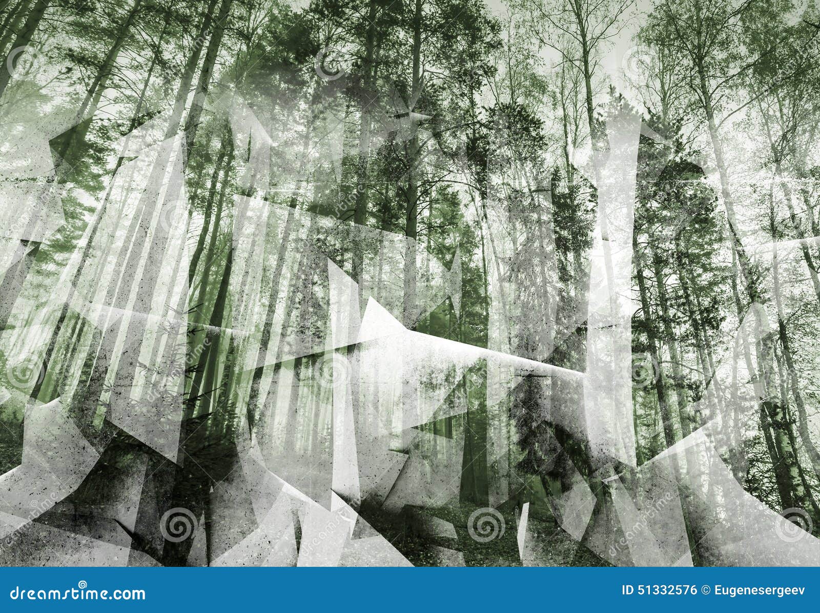 Abstract Surreal Forest Background. Green Toned Collage Stock ...