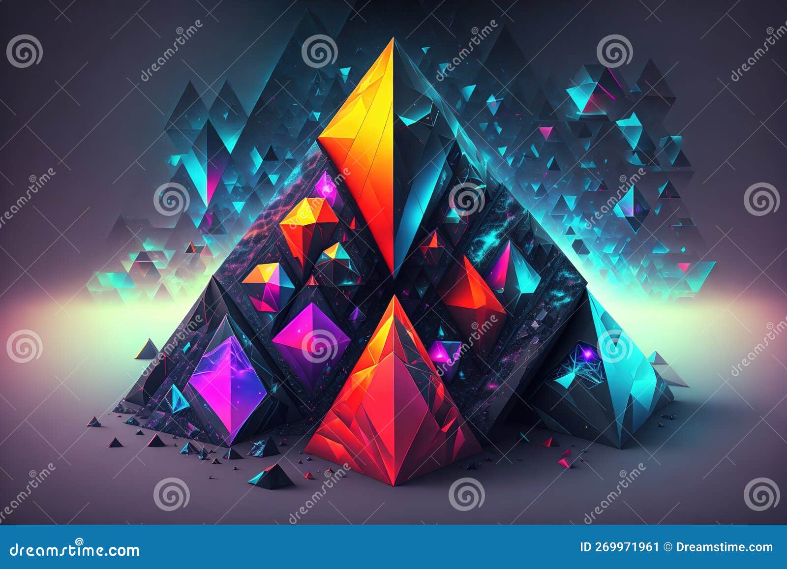 Abstract Surreal Geometric Shape on Dark Background by AI Generated ...